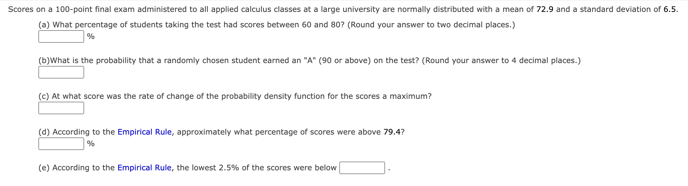 Solved Scores on a 100-point final exam administered to all | Chegg.com