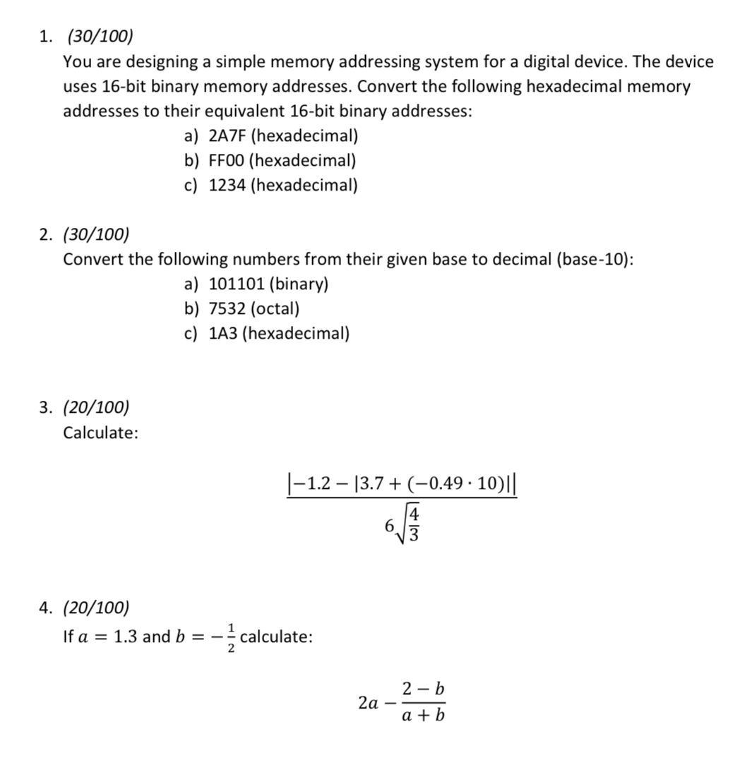 Solved 1. ﻿You are designing a simple memory addressing | Chegg.com