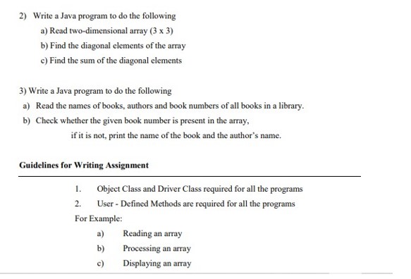 Solved 2) Write a Java program to do the following a) Read | Chegg.com