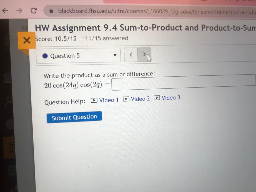Solved HW Assignment 9.4 Sum-to-Product and Product-to-Sur | Chegg.com