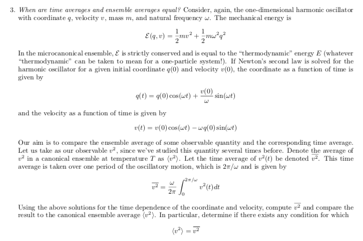 Solved 3. When are time averages and ensemble averages | Chegg.com