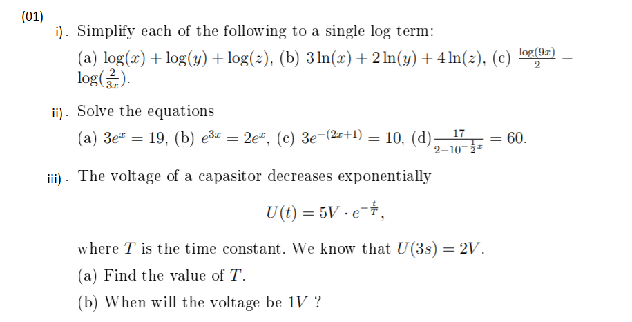 Solved (01) .) — i). Simplify each of the following to a | Chegg.com