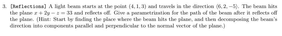 Solved 3. [Reflections] A light beam starts at the point | Chegg.com