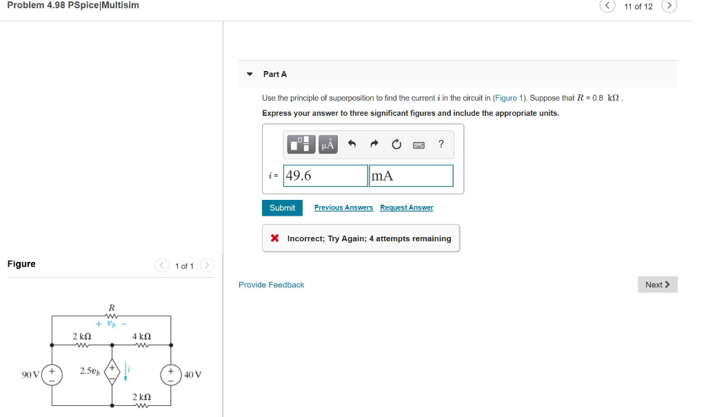 Solved Problem 4.98 PSpice Multisim 11 of 12 > Part A Use | Chegg.com