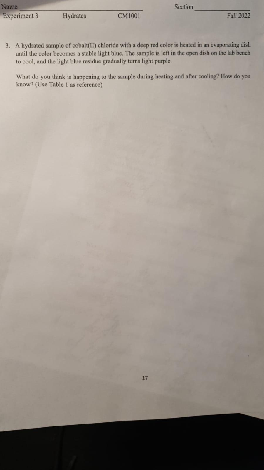 Solved Part B. Identification of Hydrates 2. To | Chegg.com