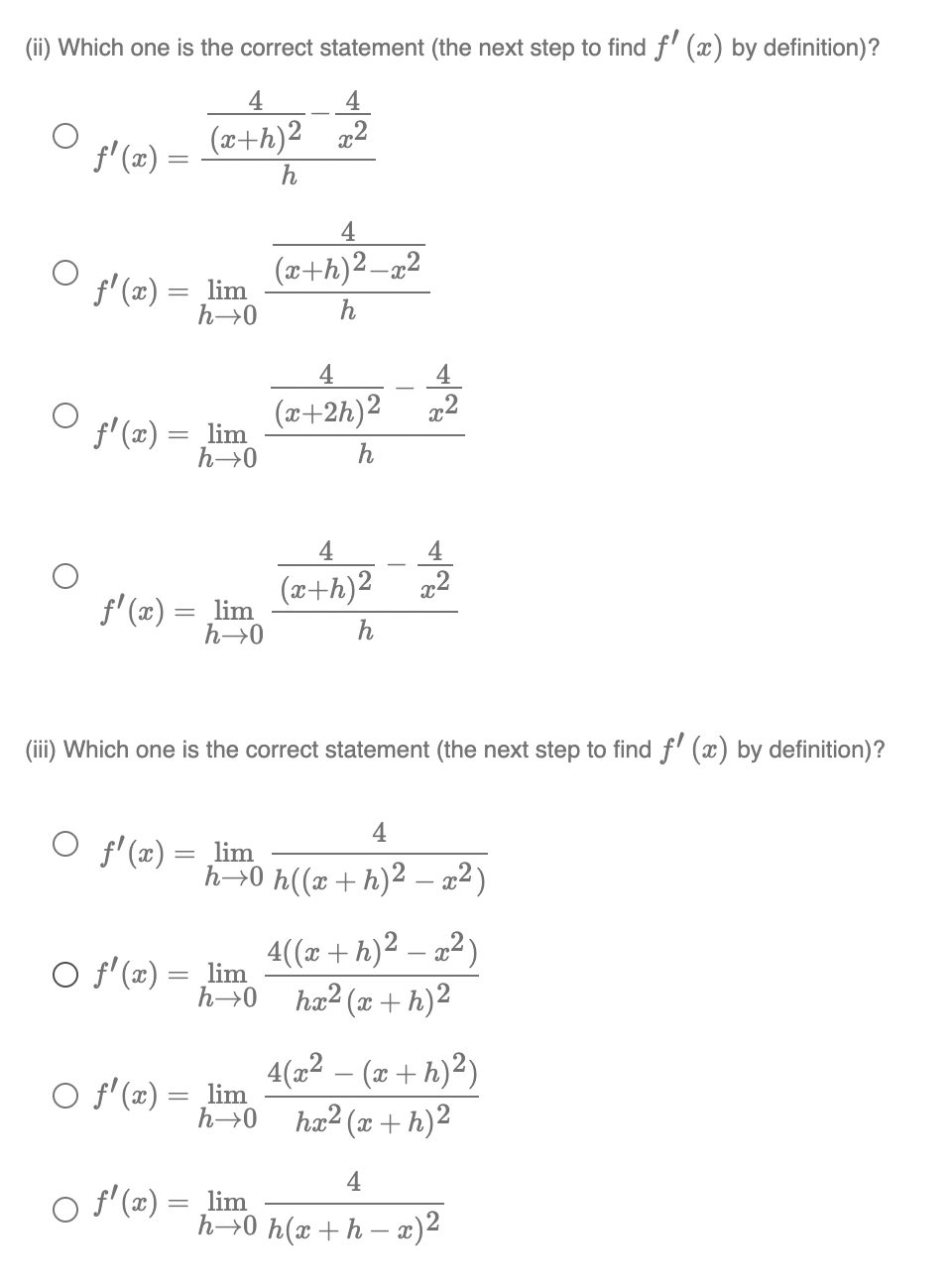 Solved Let f(x)=x24. We will use the definition of | Chegg.com