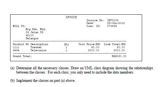 Solved Q2. Develop an application for generating invoices. | Chegg.com