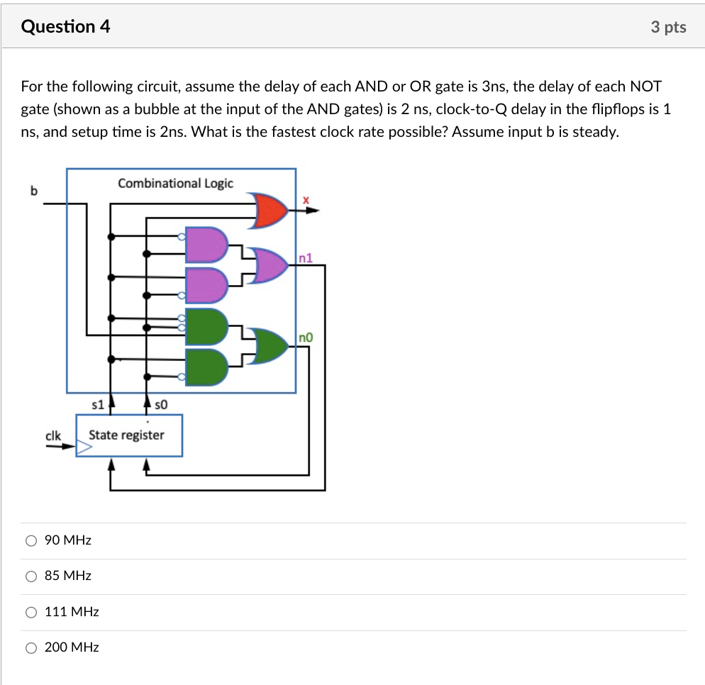Solved For the following circuit, assume the delay of each | Chegg.com