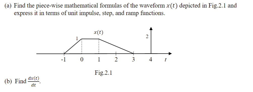 Solved (a) Find the piece-wise mathematical formulas of the | Chegg.com