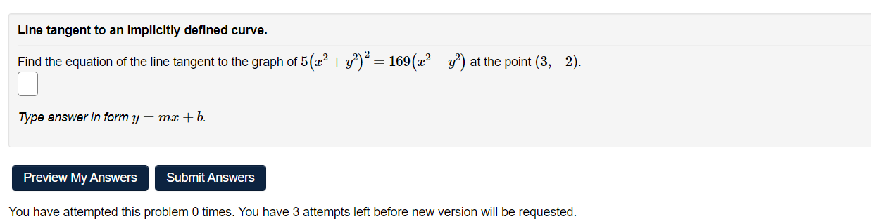 Solved Line tangent to an implicitly defined curve. Find the | Chegg.com