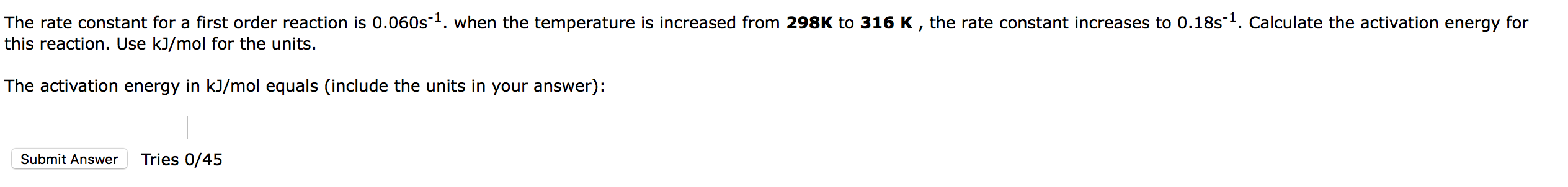 Solved The rate constant for a first order reaction is | Chegg.com