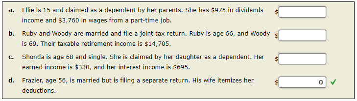 Solved a. Ellie is 15 and claimed as a dependent by her | Chegg.com