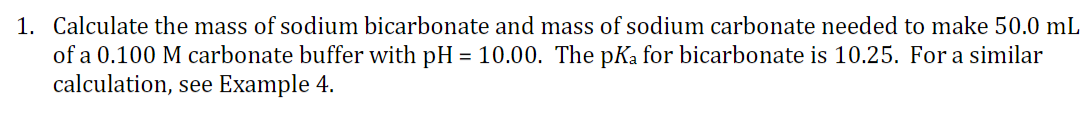 Solved 1. Calculate the mass of sodium bicarbonate and mass | Chegg.com