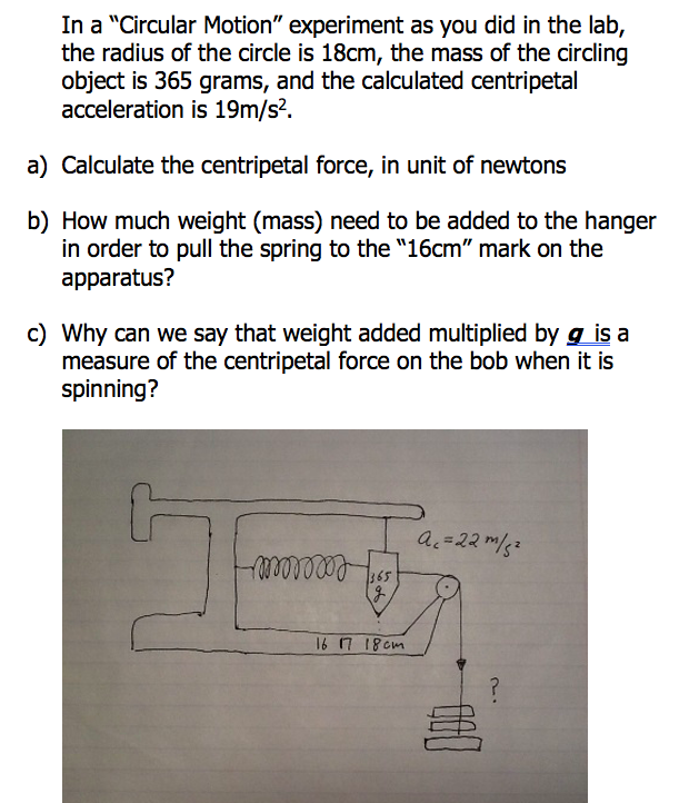 Solved In a "Circular Motion" experiment as you did in the | Chegg.com