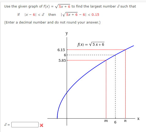 Solved Use the given graph of f(x)=5x+6 to find the largest | Chegg.com