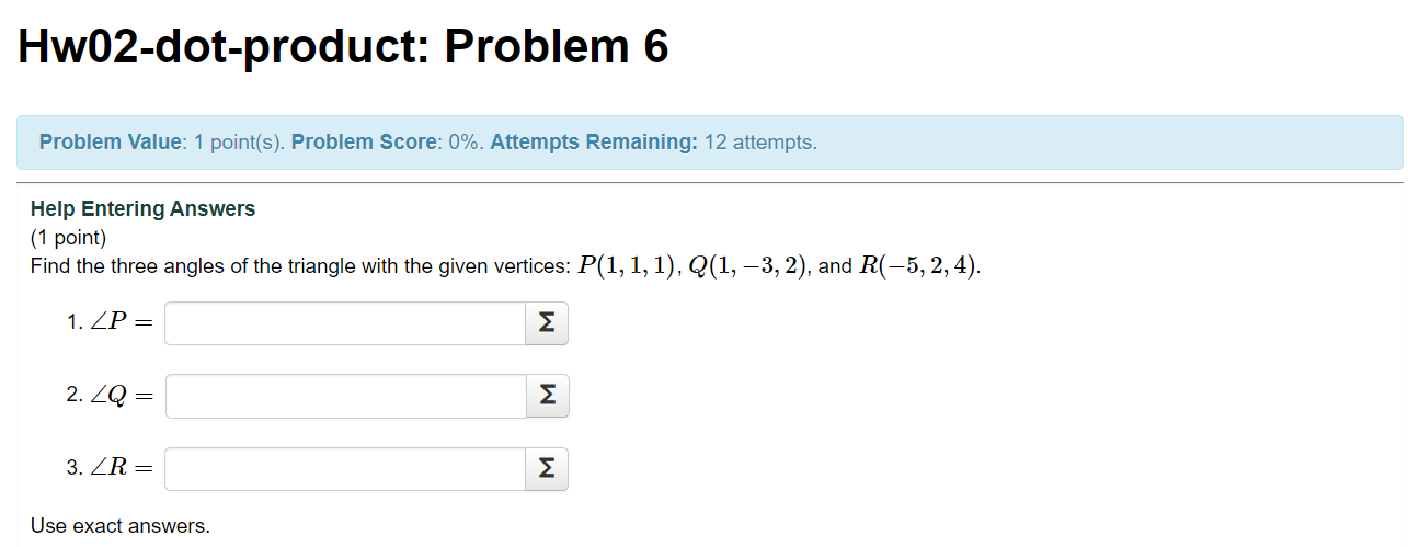 Solved HwO2-dot-product: Problem 6 Problem Value: 1 | Chegg.com