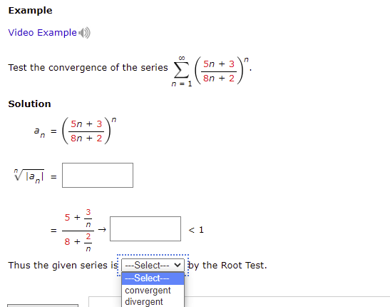 Solved Example Video Example) n Test the convergence of the | Chegg.com