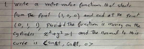 Solved а a 1. Write vector valve function the starts from | Chegg.com