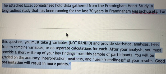 Solved The attached Excel Spreadsheet hold data gathered | Chegg.com