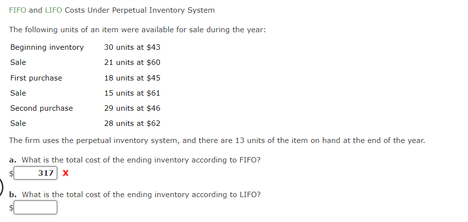 Solved FIFO and LIFO Costs Under Perpetual Inventory System | Chegg.com