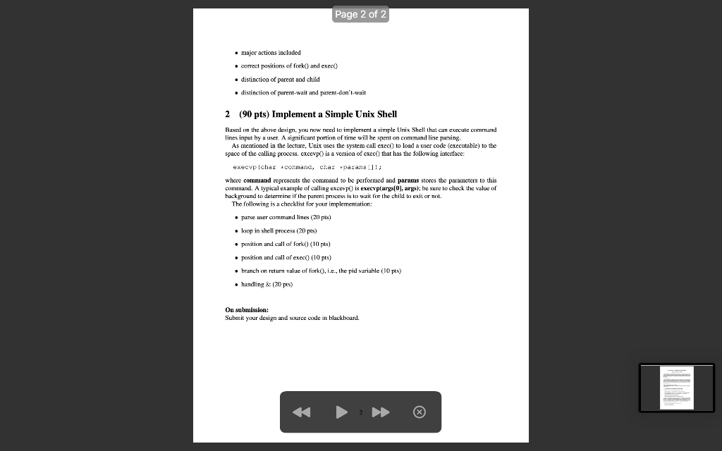 Solved CS 425 Project 1: A Simple Unix Shell(100 pts) part | Chegg.com