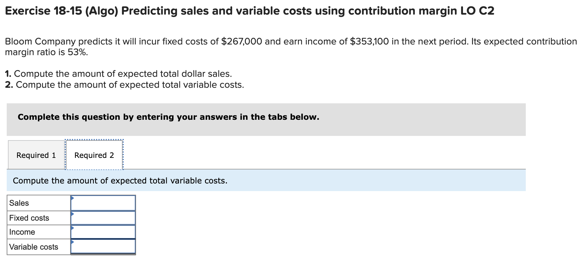 Solved Exercise 18-15 (Algo) Predicting sales and variable | Chegg.com