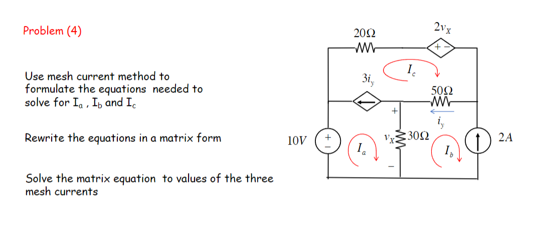 Solved Use mesh current method to formulate the equations | Chegg.com