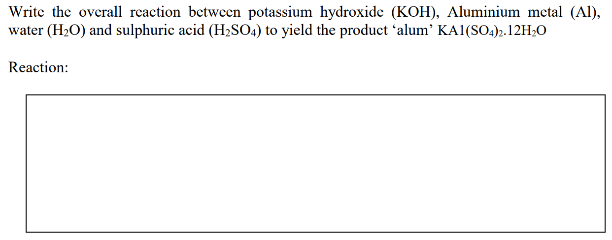 Solved Write the overall reaction between potassium | Chegg.com