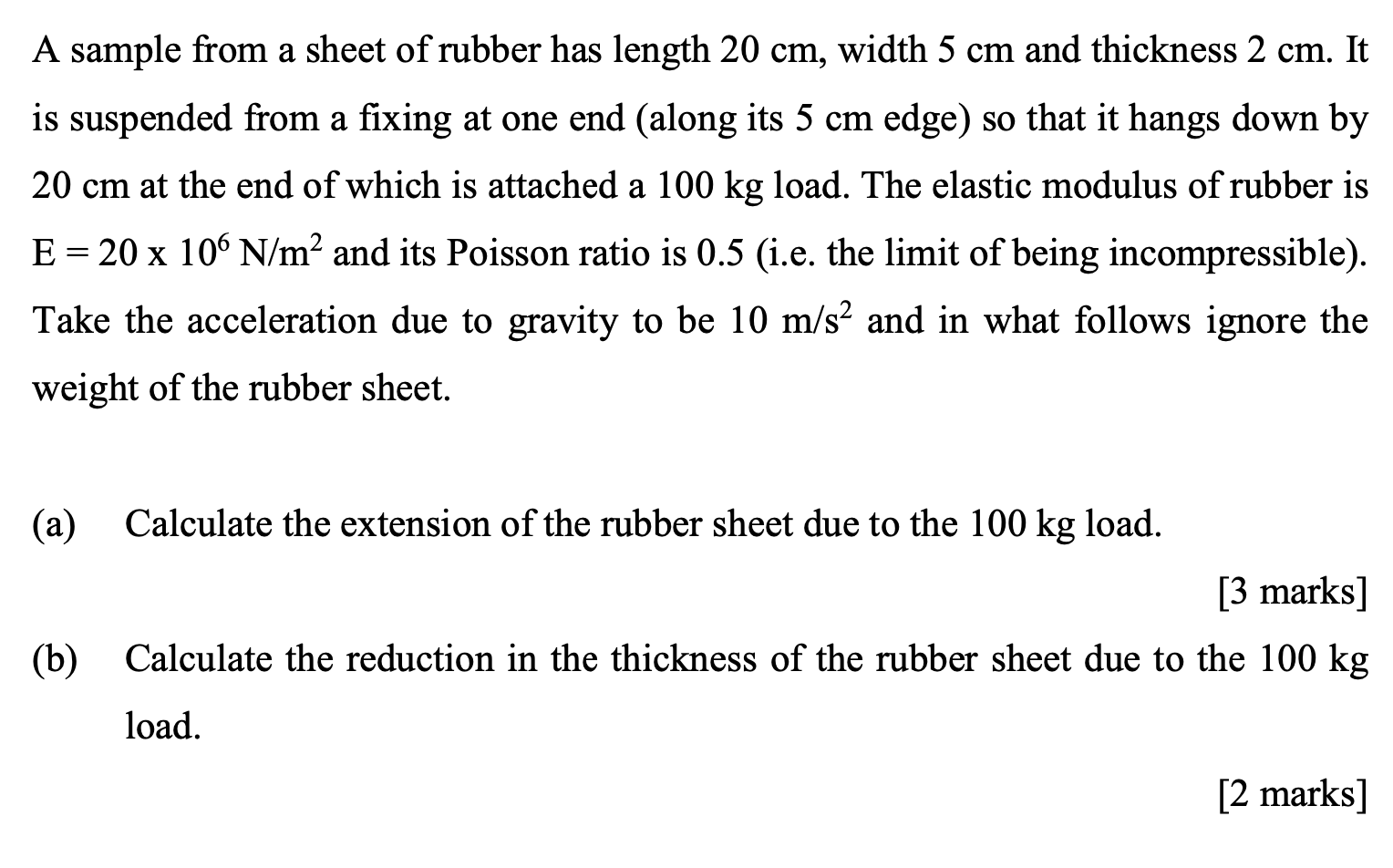 Solved A sample from a sheet of rubber has length 20 cm, | Chegg.com
