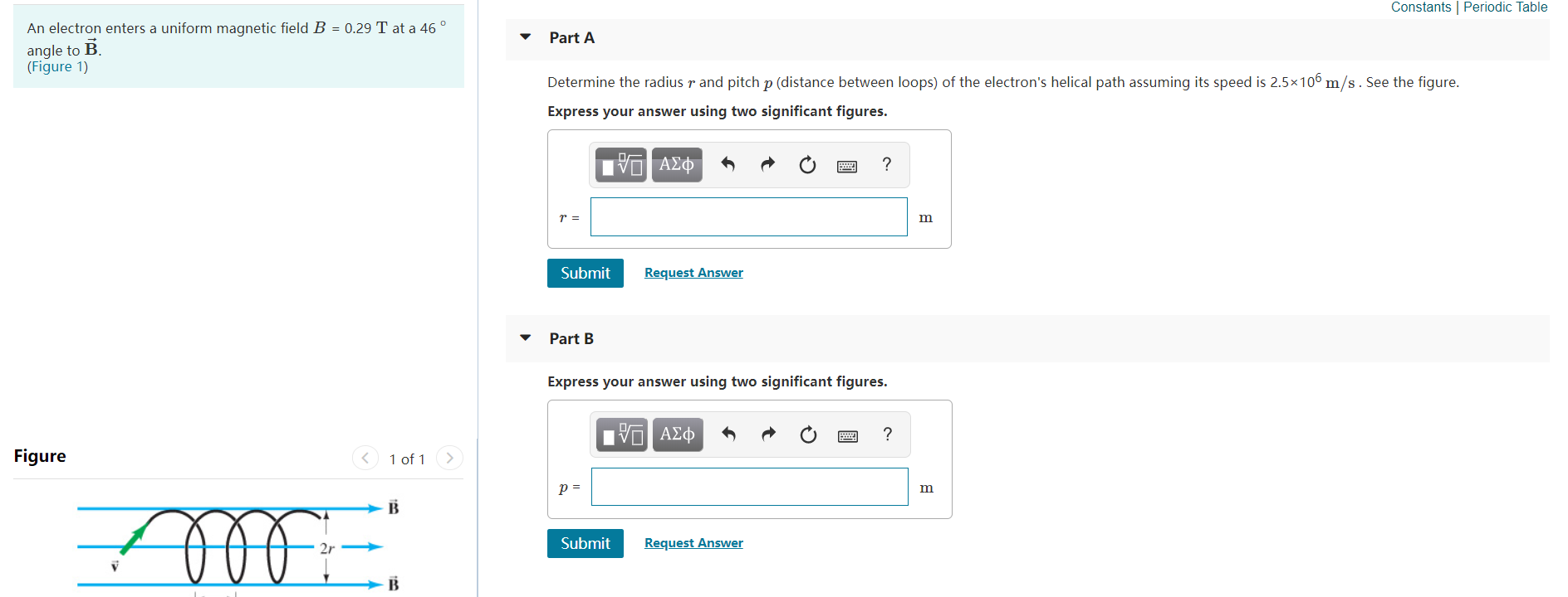 Solved Constants Periodic Table Part A An electron enters a | Chegg.com