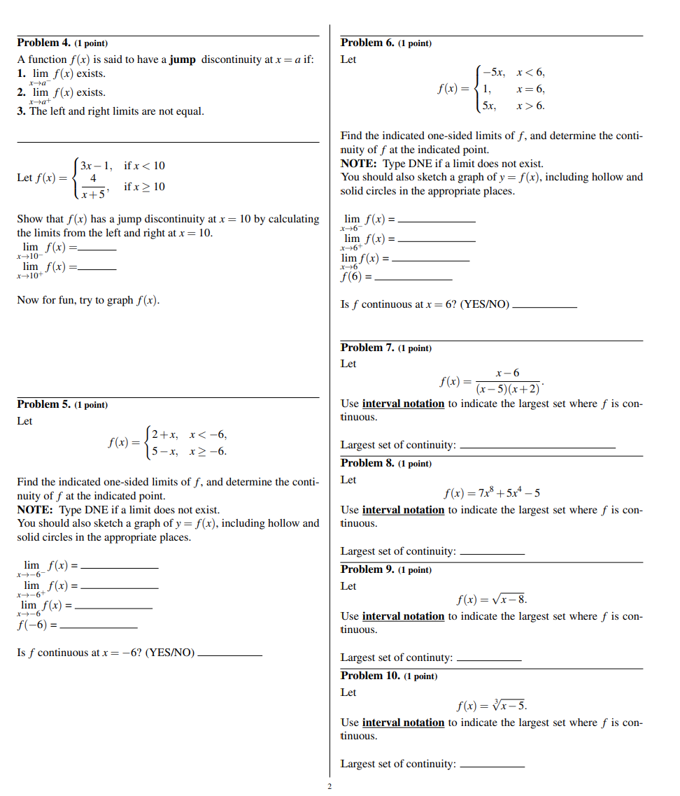 Solved Problem 4. (1 point) A function f(x) is said to have | Chegg.com