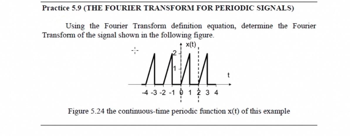 Practice 5.9 (THE FOURIER TRANSFORM FOR PERIODIC | Chegg.com