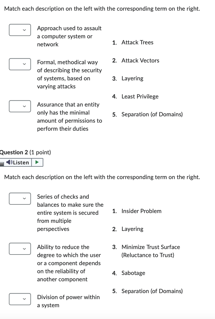 Solved Match each description on the left with the | Chegg.com
