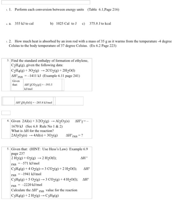 Solved 1. Perform each conversion between energy units Table | Chegg.com
