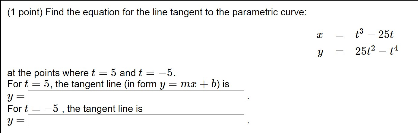 Solved (1 point) Consider the parametric curve, The velocity | Chegg.com