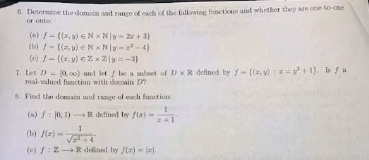 Solved 6. Determine the domain and range of each of the | Chegg.com