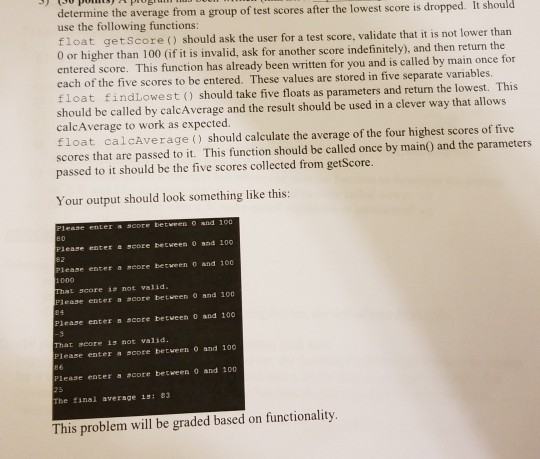 Solved determine the average from a group of test scores | Chegg.com