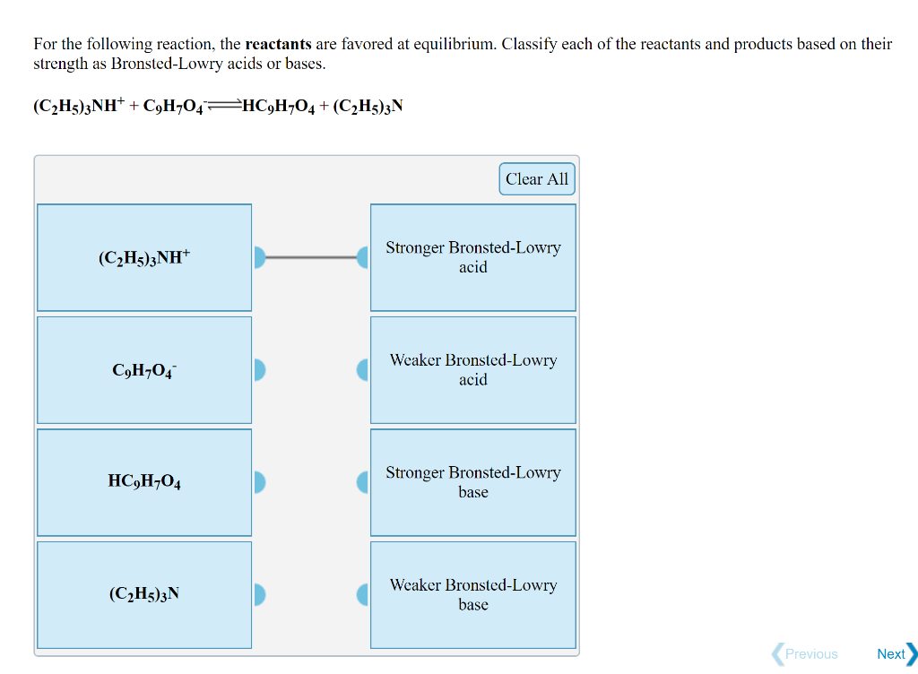 Solved For the following reaction, the reactants are favored | Chegg.com