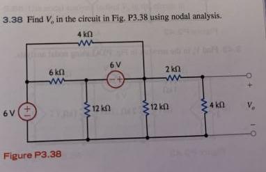 Solved 3.38 Find V. in the circuit in Fig. P3.38 using nodal | Chegg.com