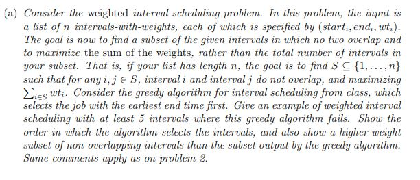 (a) Consider the weighted interval scheduling | Chegg.com