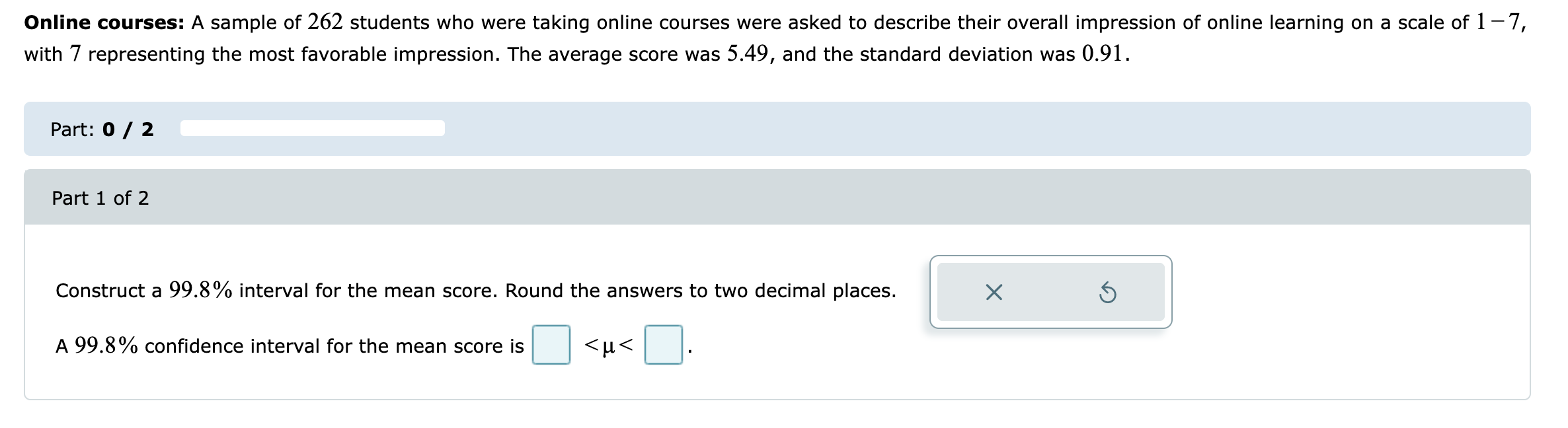Solved Online courses: A sample of 262 students who were | Chegg.com