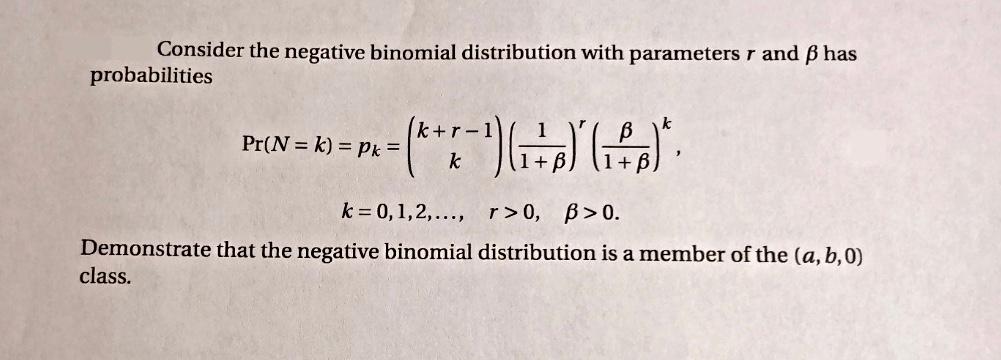 Solved Consider the negative binomial distribution with | Chegg.com