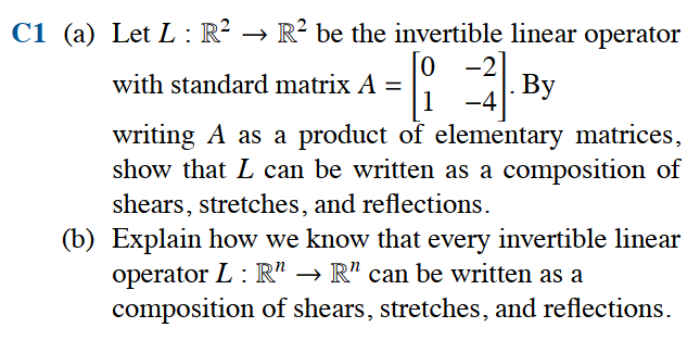 Solved 1 ci (a) Let L : R→ R2 be the invertible linear | Chegg.com
