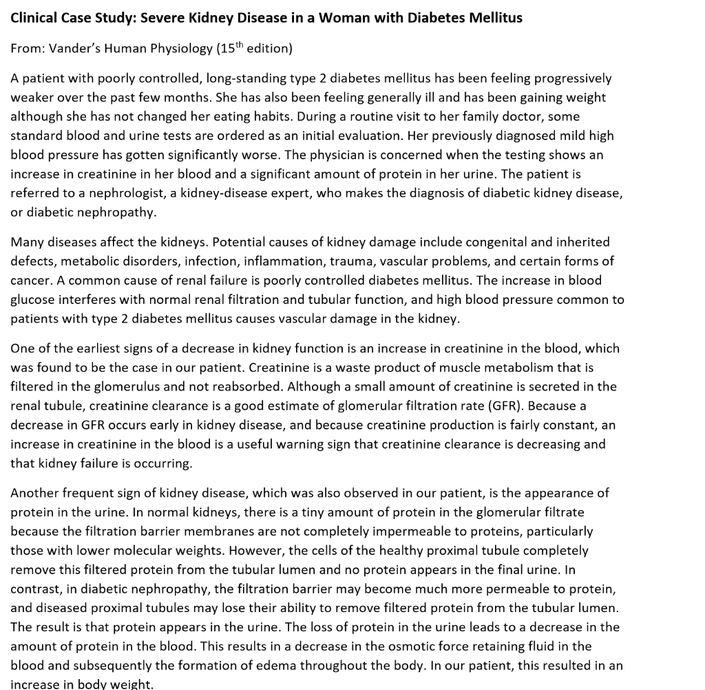 Solved Clinical Case Study: Severe Kidney Disease in a Woman | Chegg.com