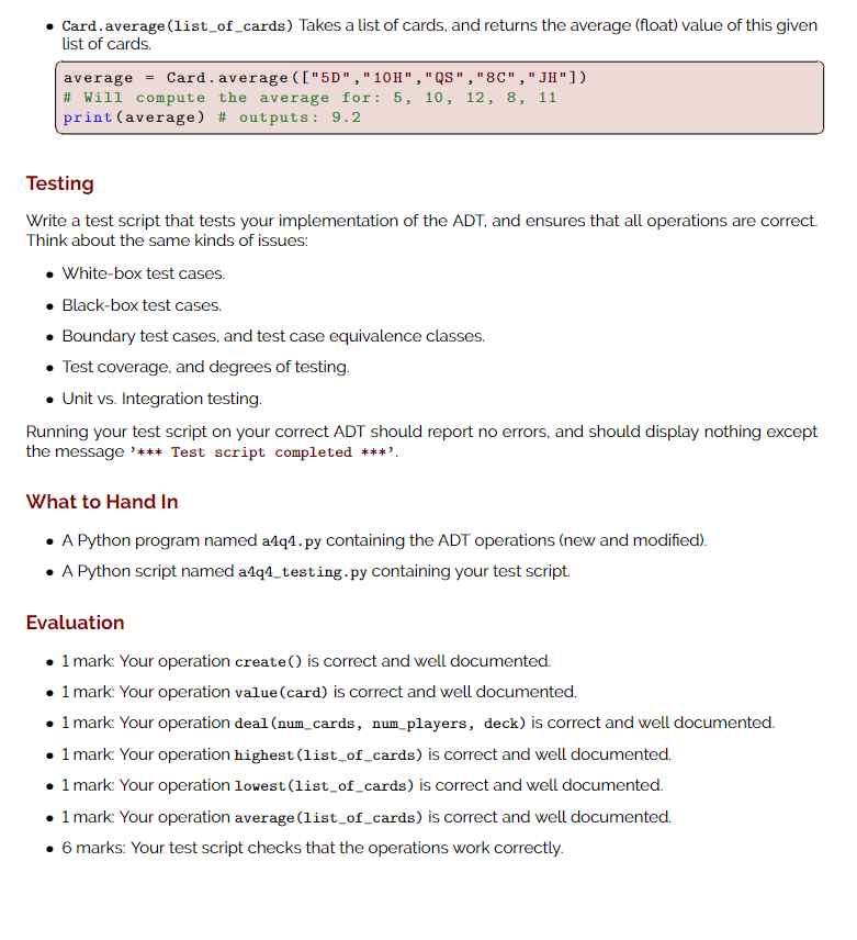 Solved Purpose To Implement An Adt From A Requirements 