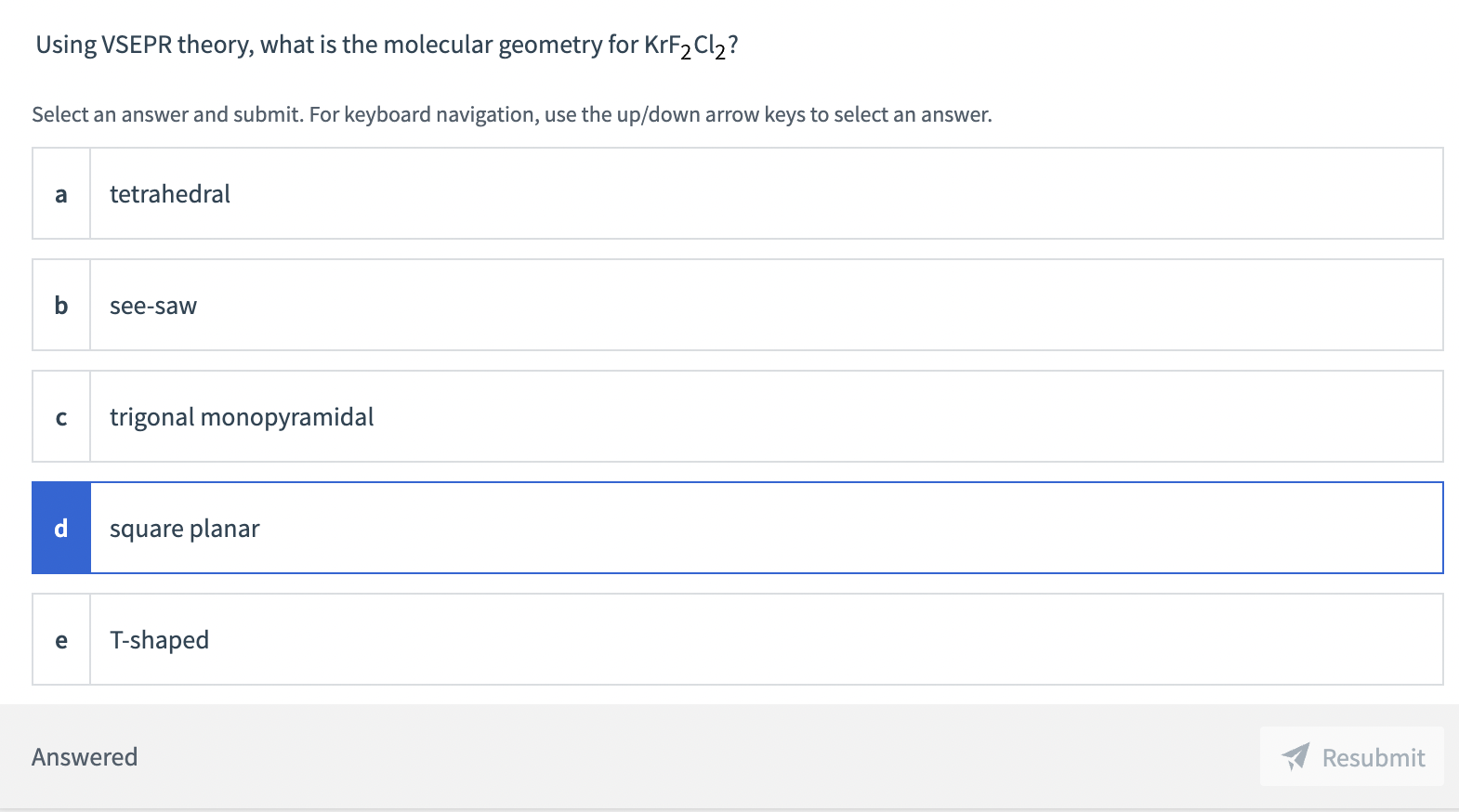 Solved Using VSEPR theory, what is the molecular geometry | Chegg.com