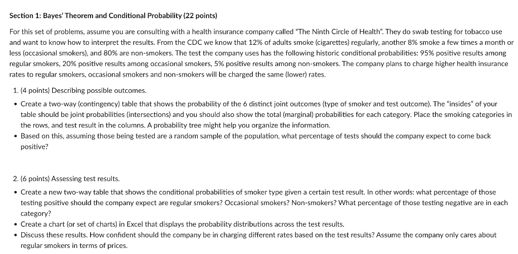 Solved Section 1: Bayes' Theorem and Conditional Probability | Chegg.com