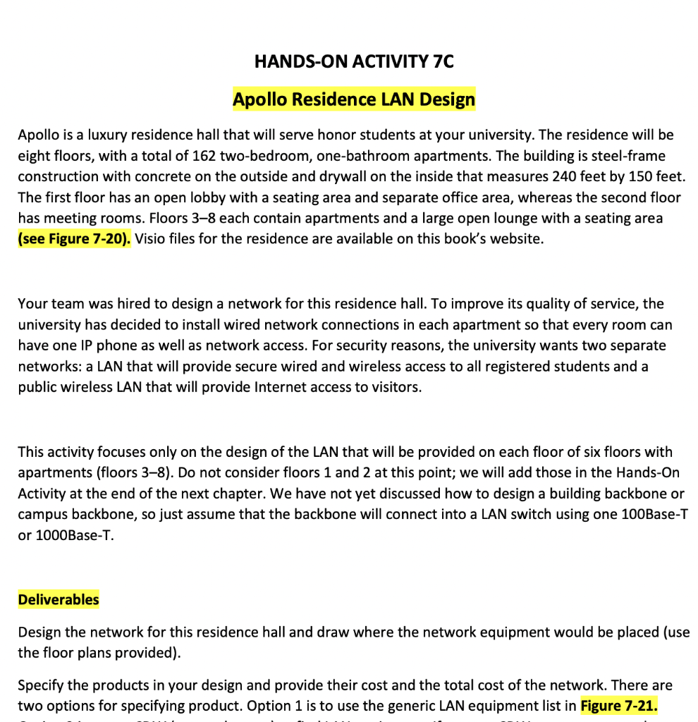 Solved HANDS-ON ACTIVITY 7C Apollo Residence LAN Design | Chegg.com