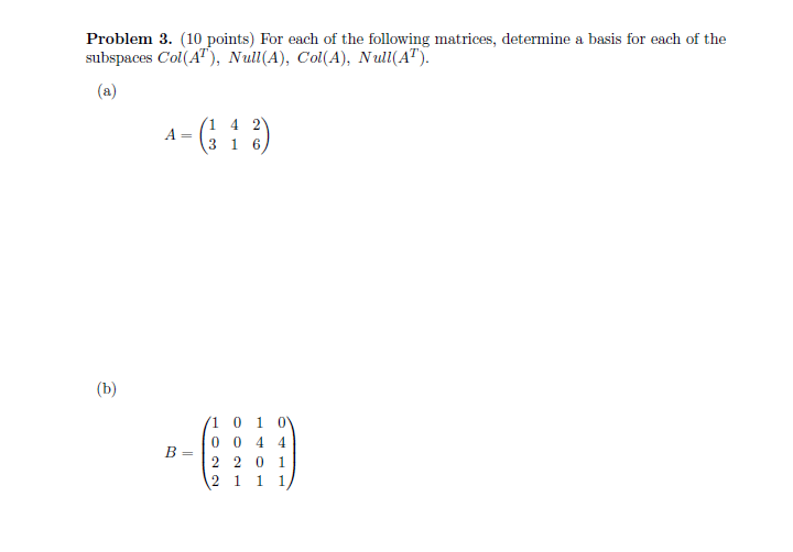 Solved Problem 3. (10 points) For each of the following | Chegg.com