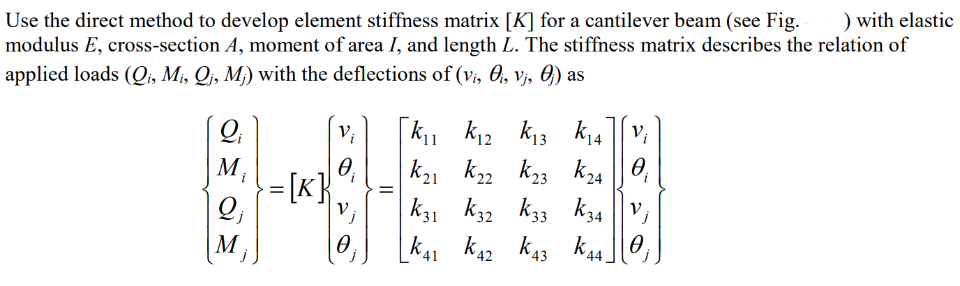 Solved a Use the direct method to develop element stiffness | Chegg.com